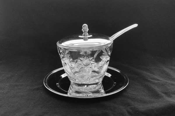 Jam Dish with Tray & Spoon - Early American Prescut (EAPC) Glassware by ...